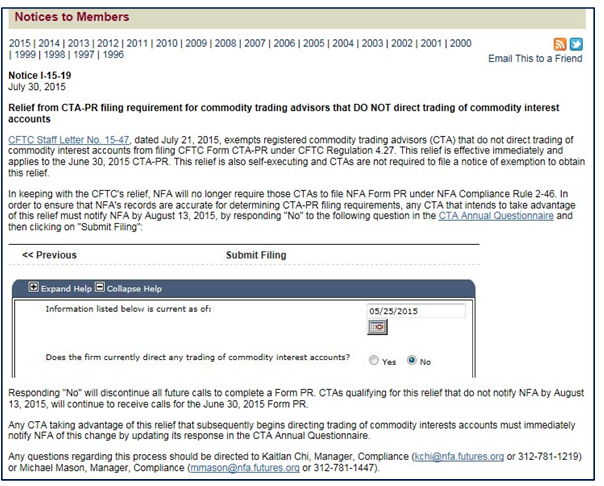 CTA Form PR FAQs | NFA