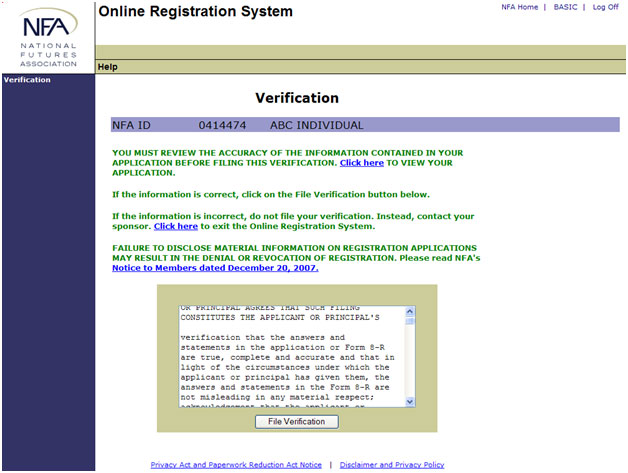 Verification Process | NFA